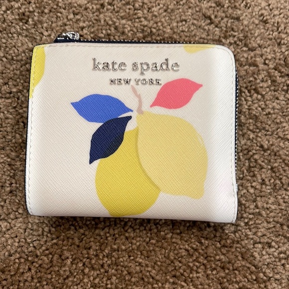 kate spade | Other | Kate Spade Lemon Bifold Wallet Blue Yellow White ...